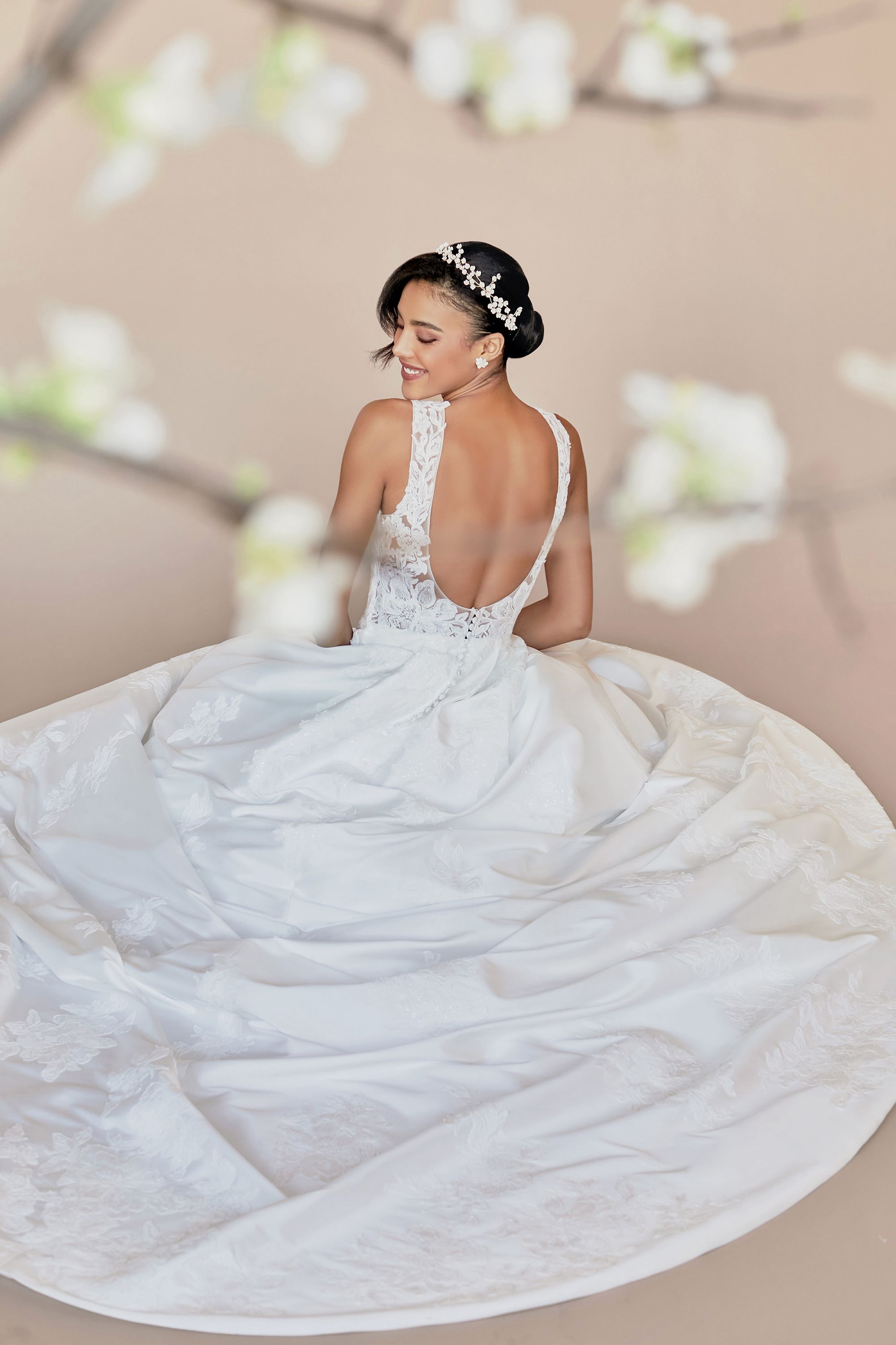 Devan: Clean Stretch Mikado Ball Gown with Scoop Back and Pockets ...