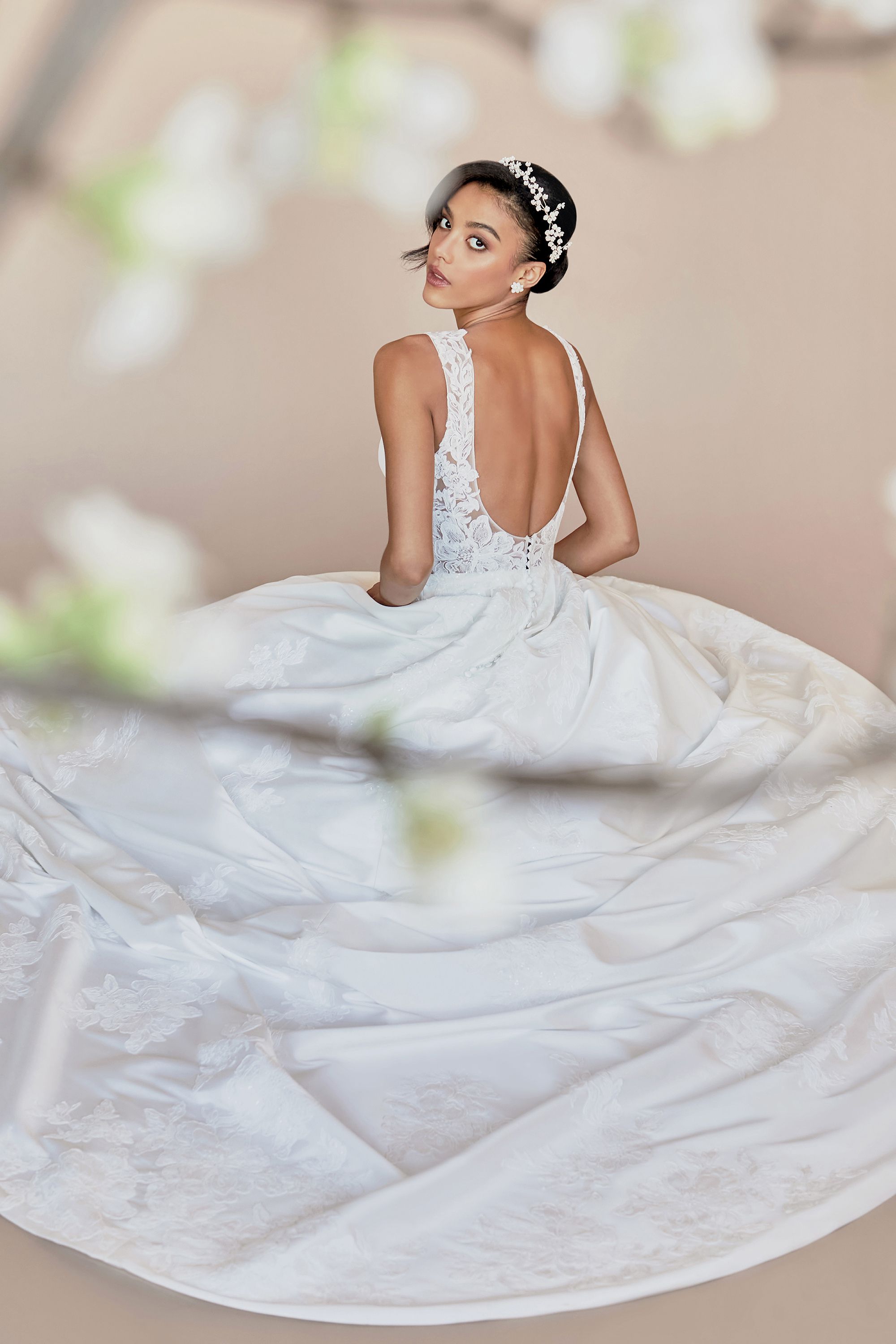 Devan: Clean Stretch Mikado Ball Gown with Scoop Back and Pockets ...