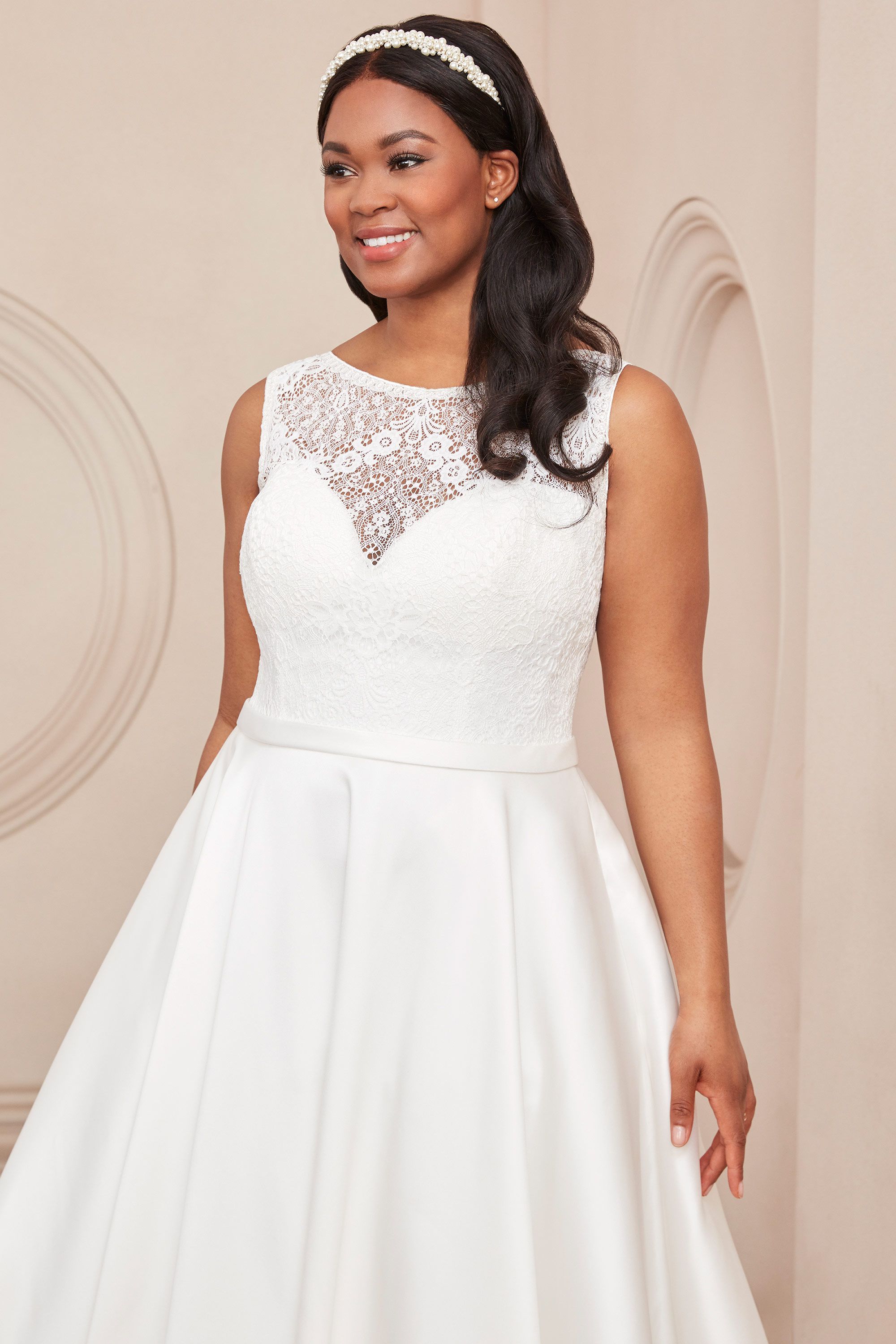 11110PS: Mikado Plus Size A-Line Dress with Sabrina Neckline | Adore by ...
