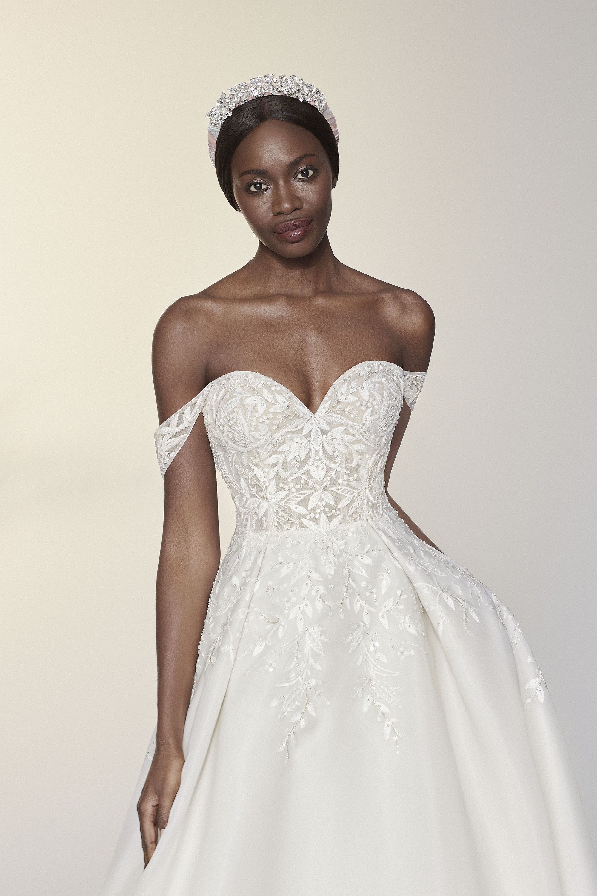 MOIRA: Hand Beaded Organza Ball Gown with Detachable Straps | Justin ...